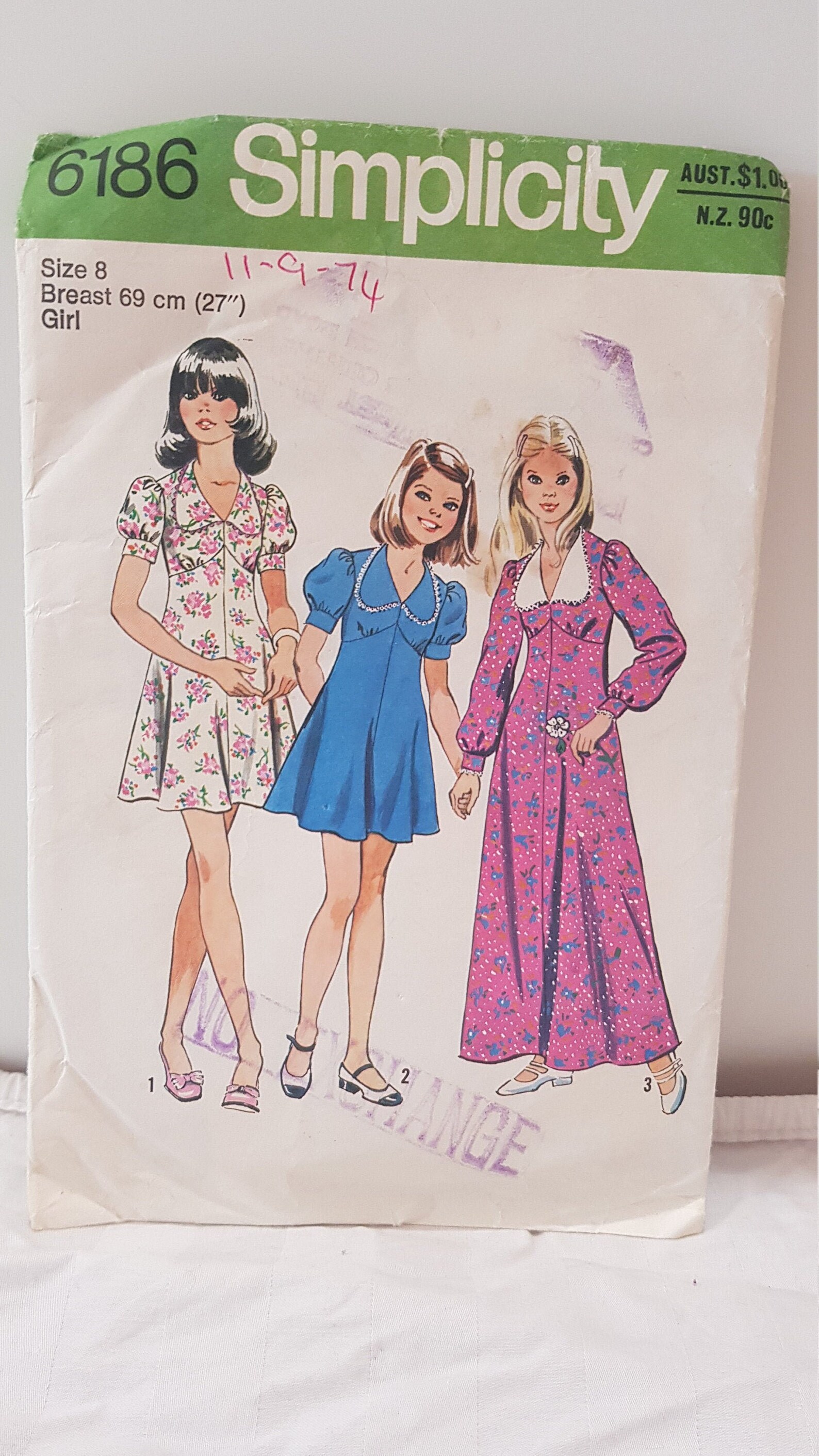 6186 Simplicity Pattern Childrens Girls Dresses Size 8 - Vintage Paper ...