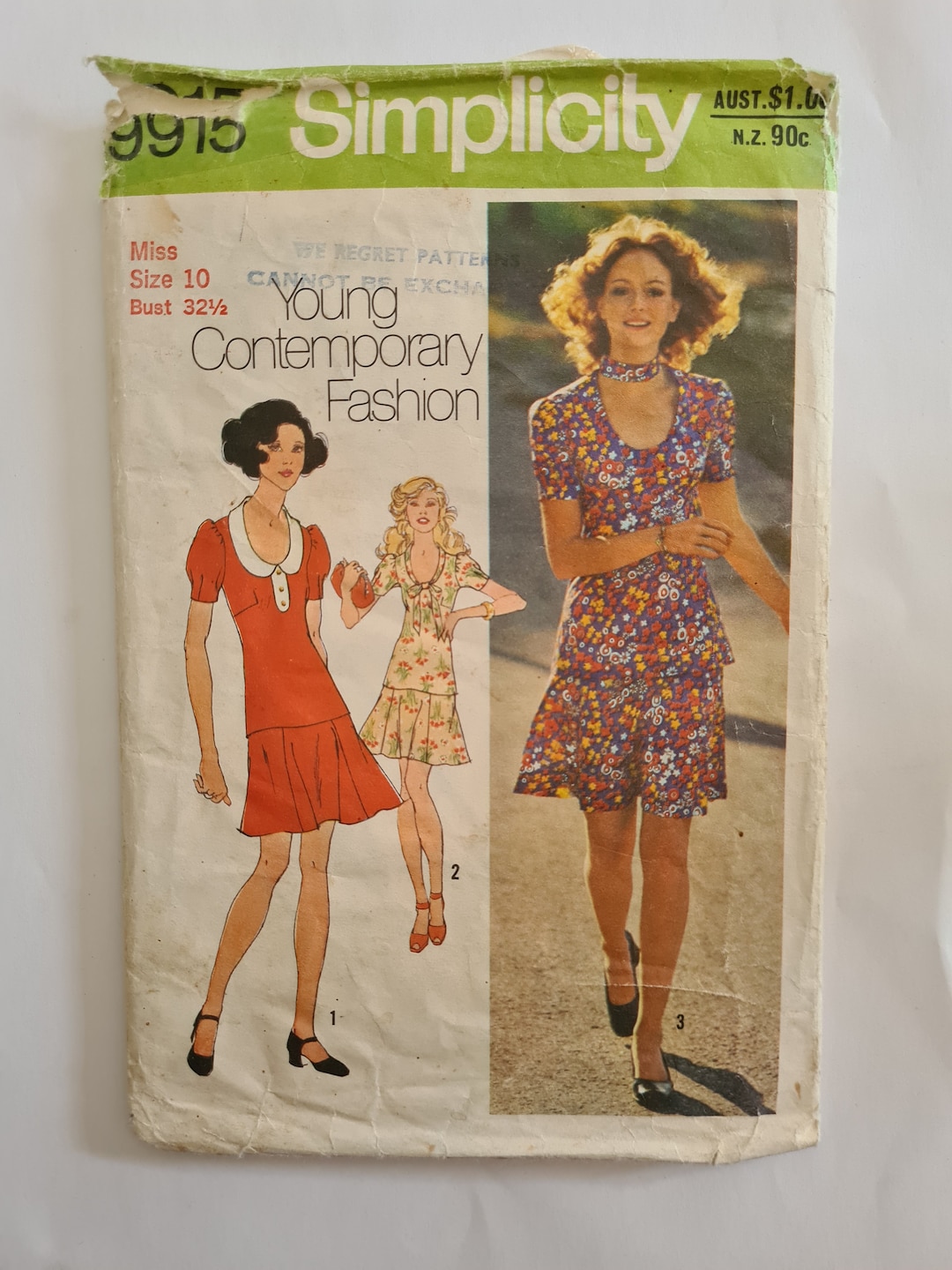 9915 Simplicity Pattern Womens Two-piece Mini-dress With Neckline ...