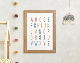 Pastel Color Alphabet Number Nursery Wall Art Print Set of 2, Number ...