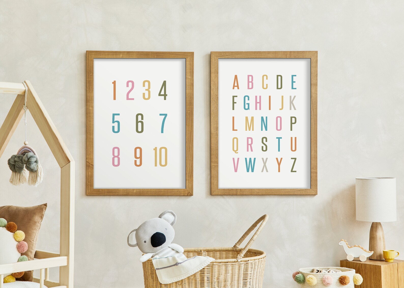 Pastel Color Alphabet Number Nursery Wall Art Print Set of 2 - Etsy