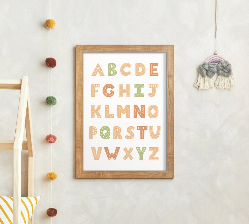 Pastel Alphabet Kids Room Prints Alphabet Print Nursery - Etsy