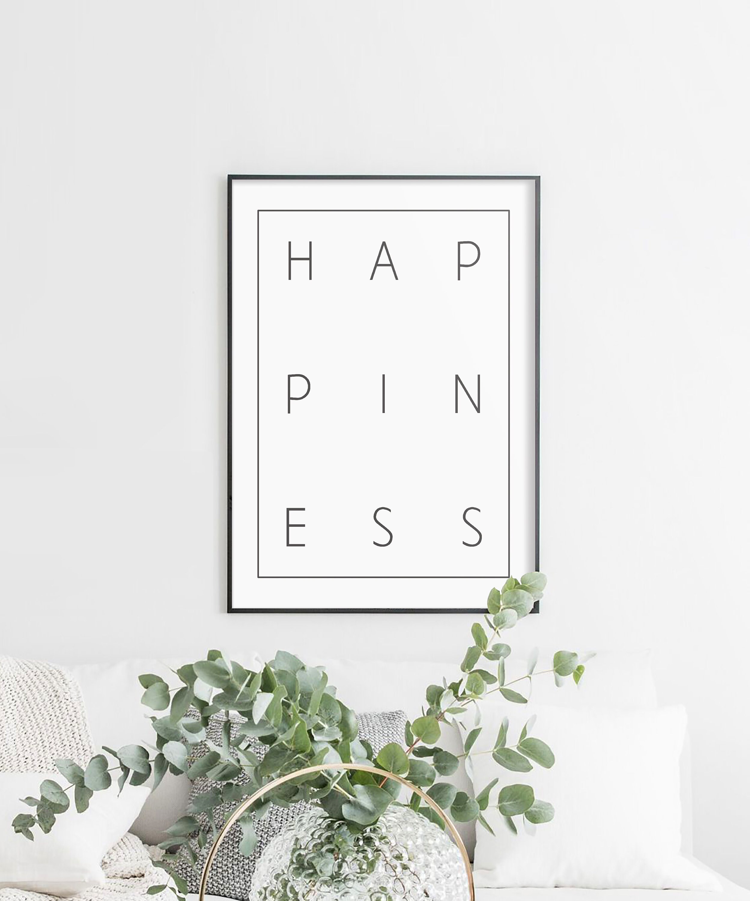 HAPPINESS Typography Print Prints Wall Art Typography Wall - Etsy