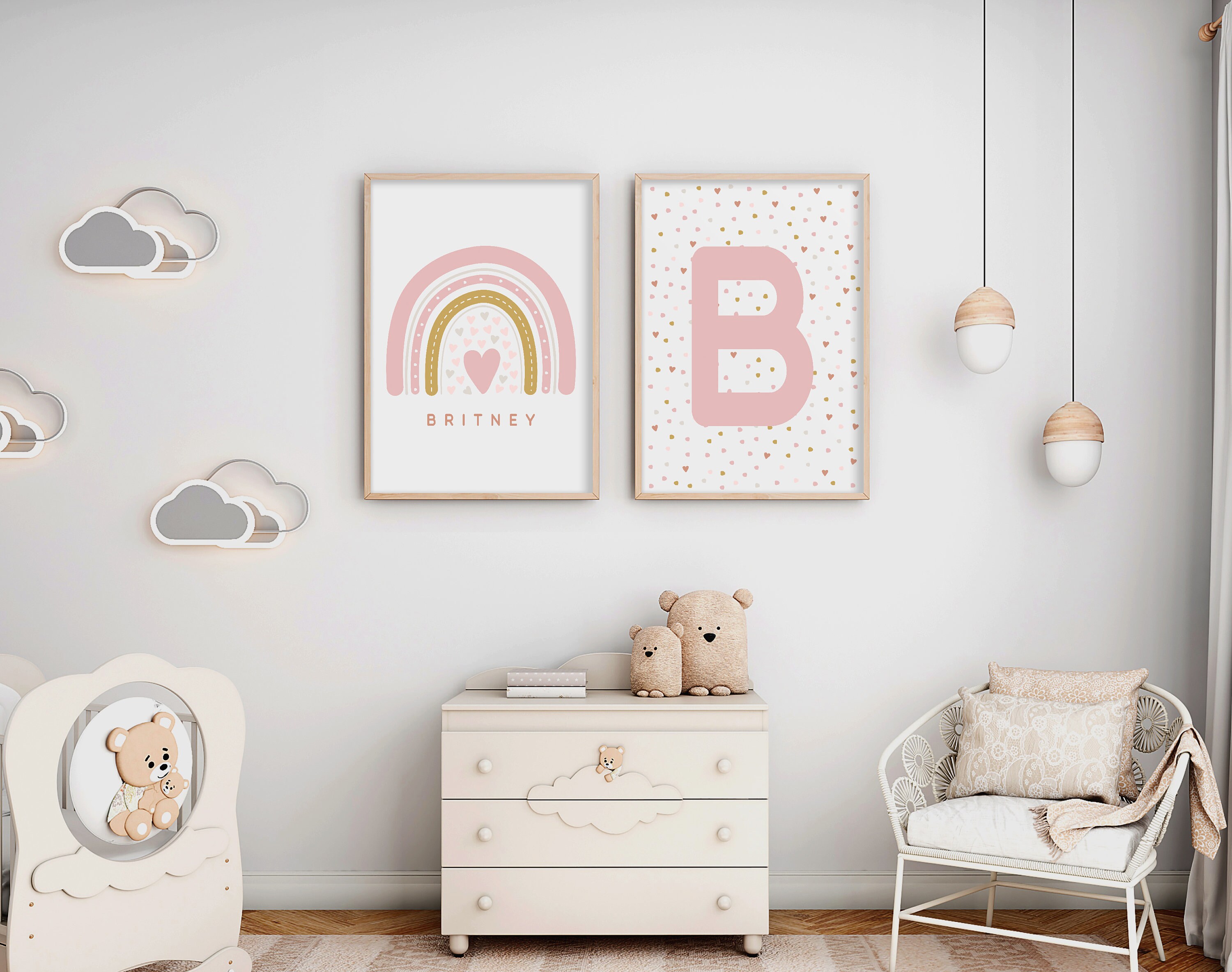 Personalized Initial Print Set of 2, Nursery Wall Art, Nursery Wall ...