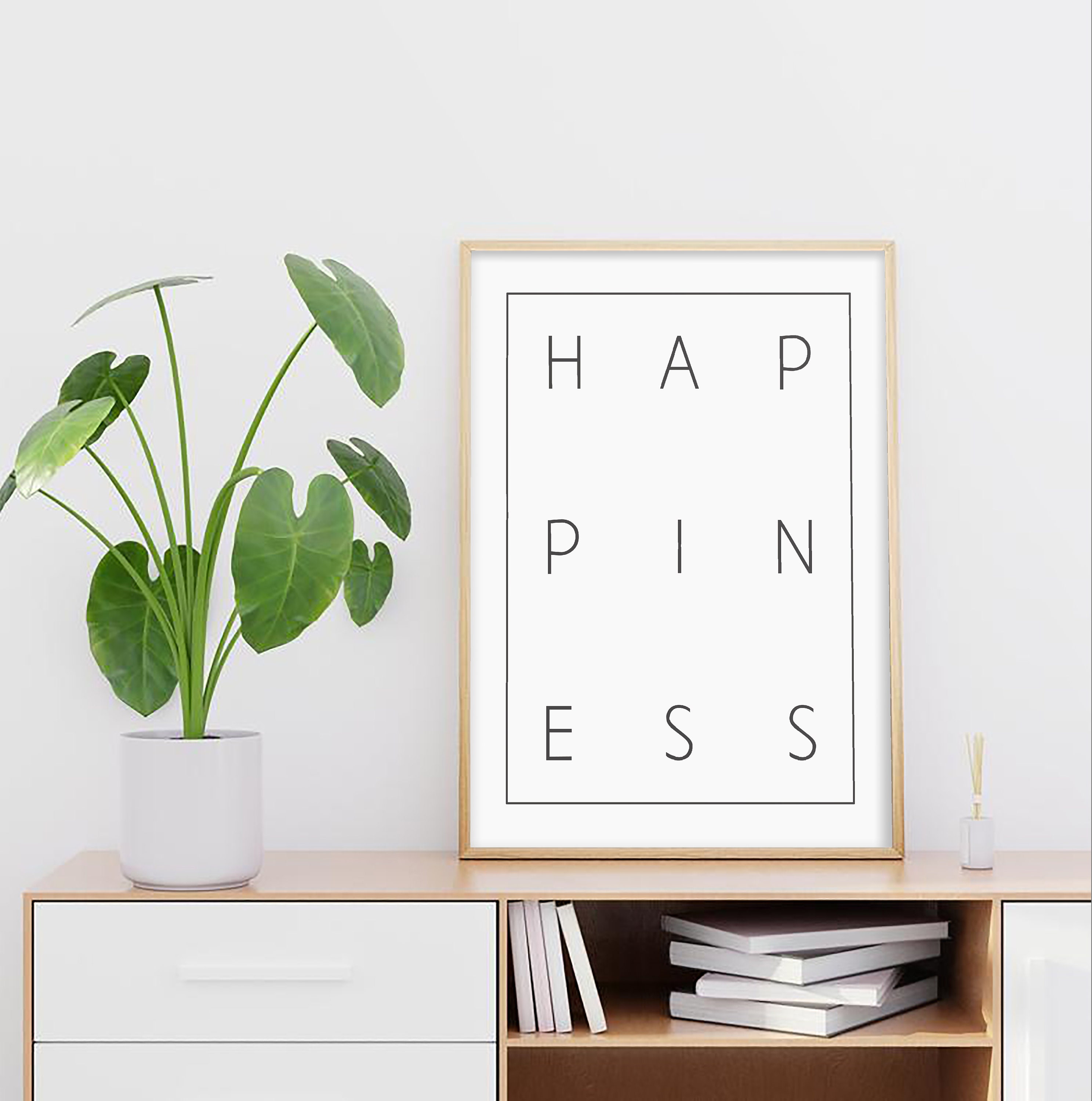 HAPPINESS Typography Print, Prints Wall Art, Typography Wall Art ...