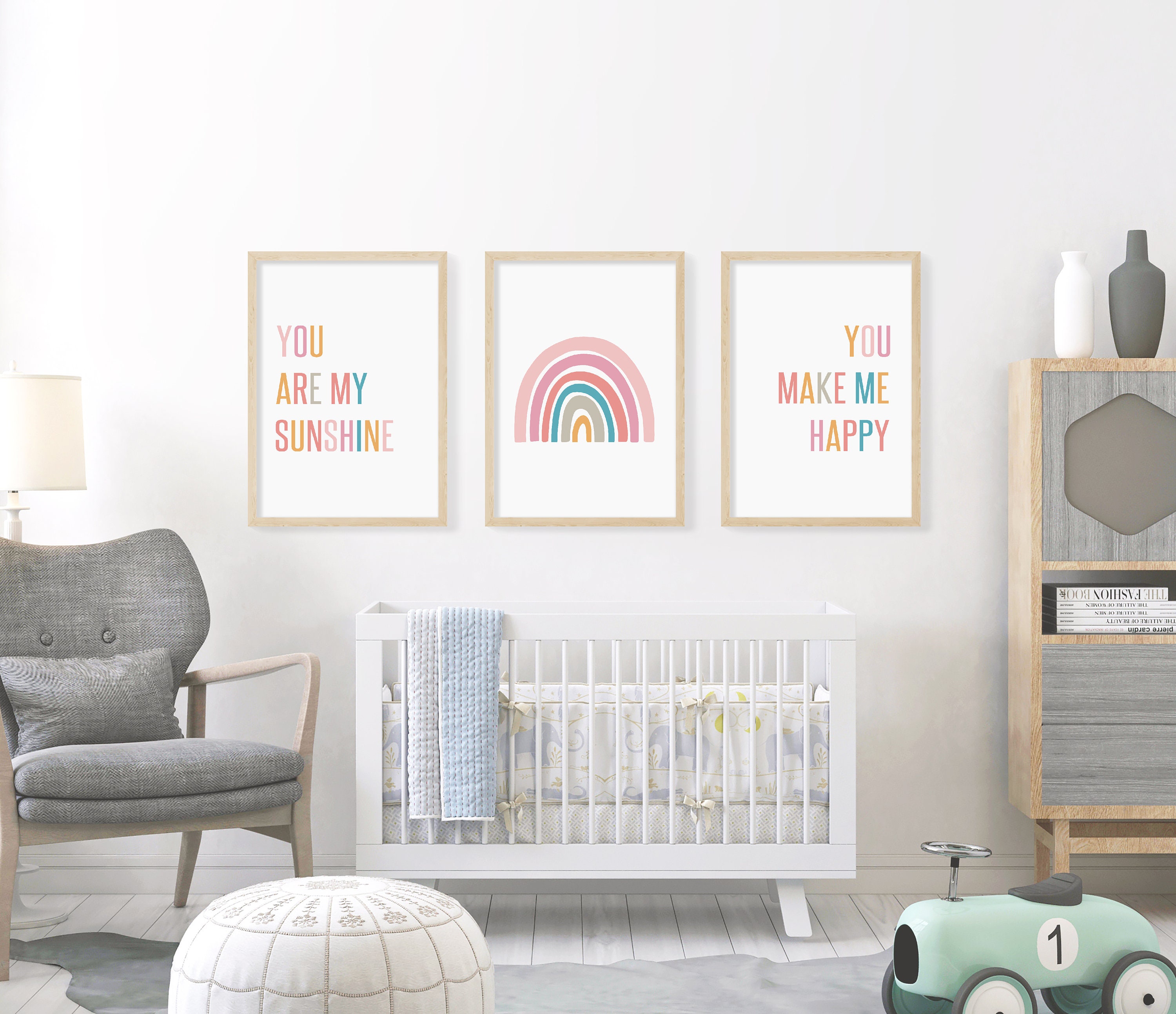 Rainbow Nursery Prints Set of 3, Prints Wall Art, Nursery Wall Art ...