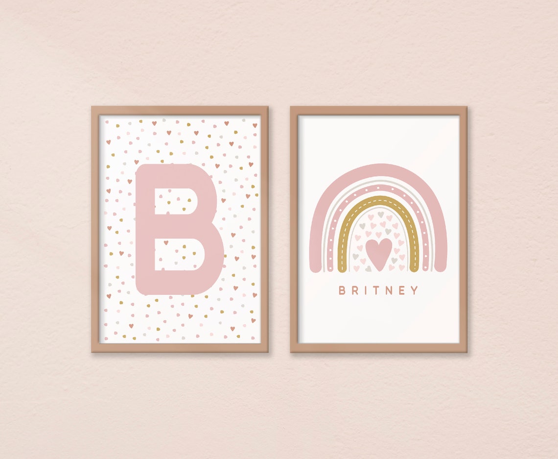 Personalized Initial Print Set of 2, Nursery Wall Art, Nursery Wall ...
