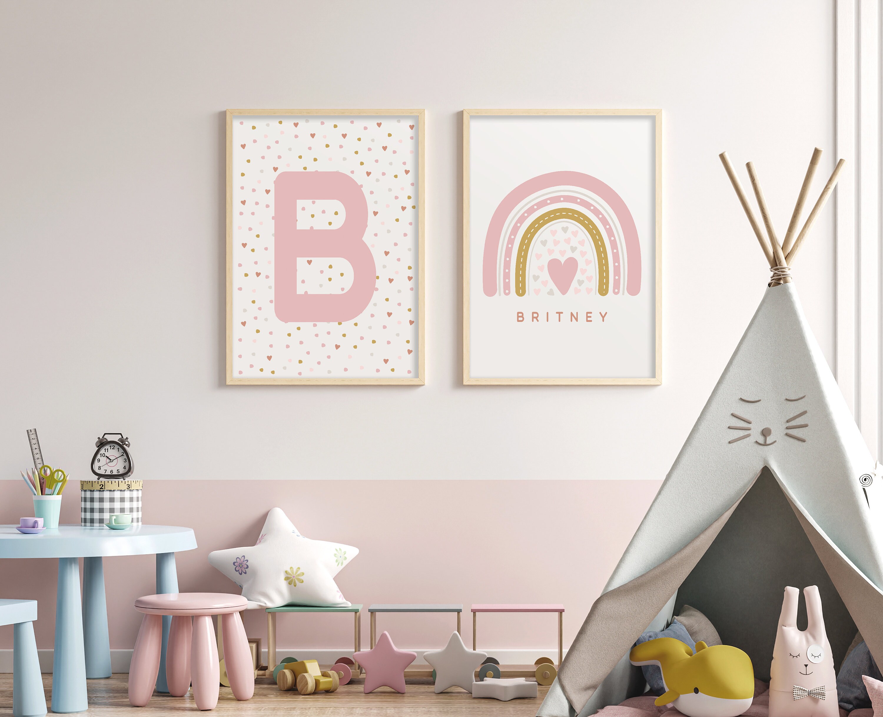 Personalized Initial Print Set of 2, Nursery Wall Art, Nursery Wall ...