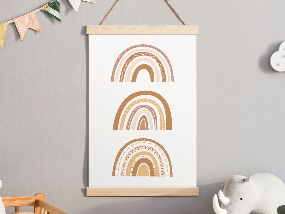 Boho Rainbow Nursery Printable Wall Decor, Neutral Nursery Wall Art ...