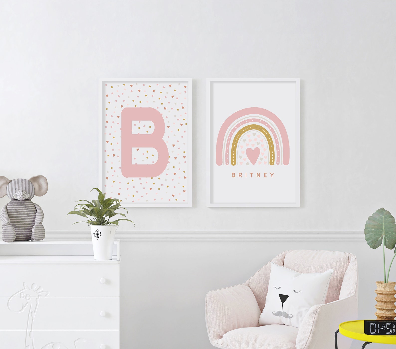Personalized Initial Print Set of 2, Nursery Wall Art, Nursery Wall ...