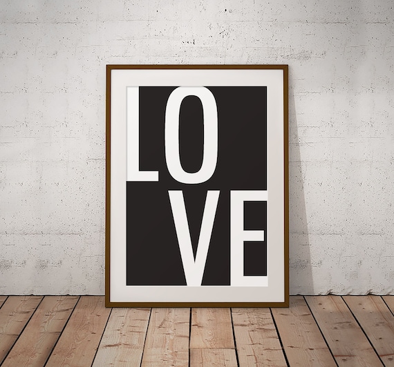 Printable Love Sign Prints Wall Art Love Print Black and - Etsy