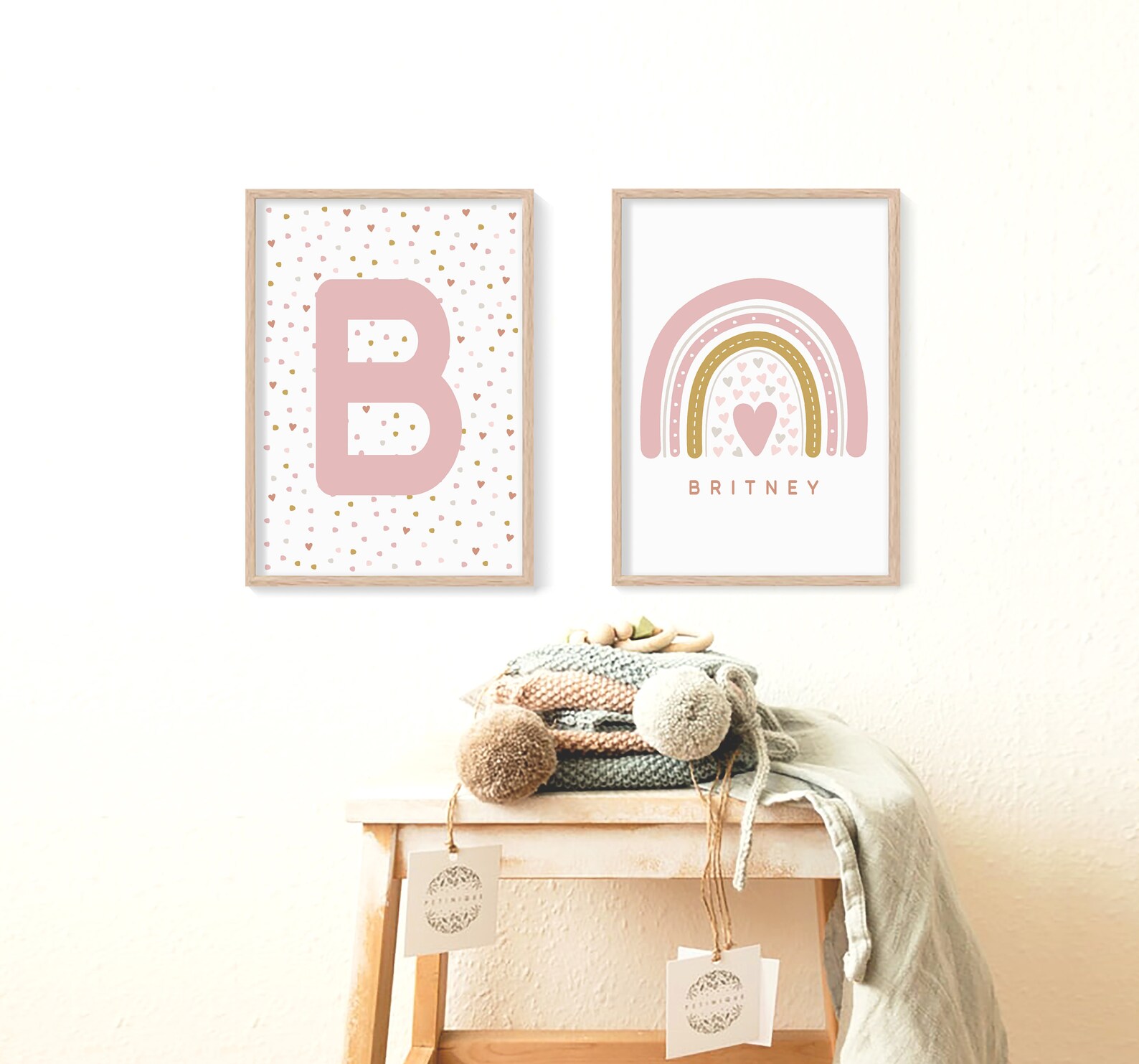 Personalized Initial Print Set of 2 Nursery Wall Art Nursery | Etsy