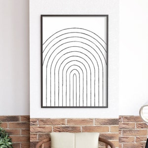 Arch Abstract Line Drawing Art Printable, Geometric Black and White ...