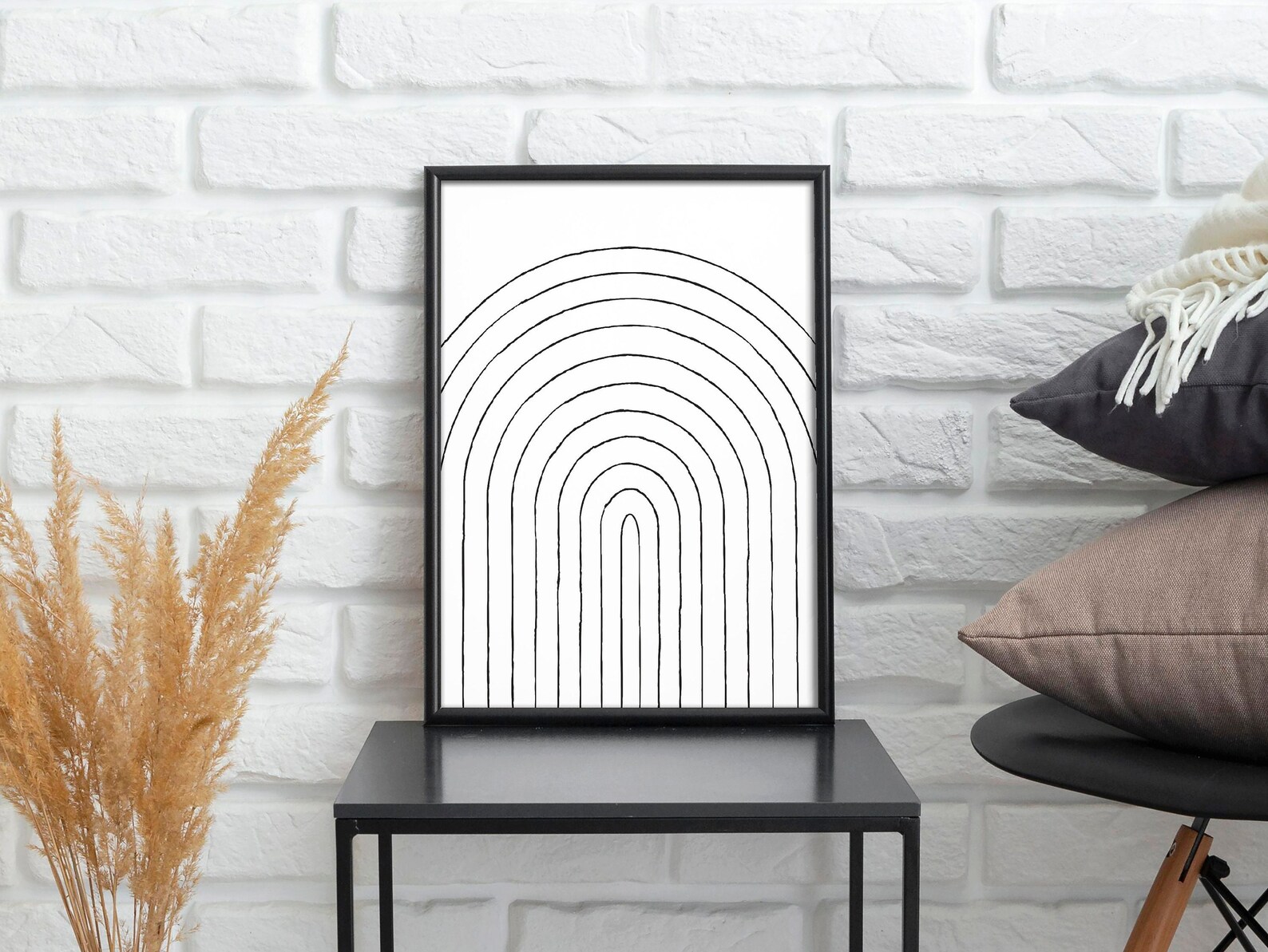 Arch Abstract Line Drawing Art Printable, Geometric Black and White ...