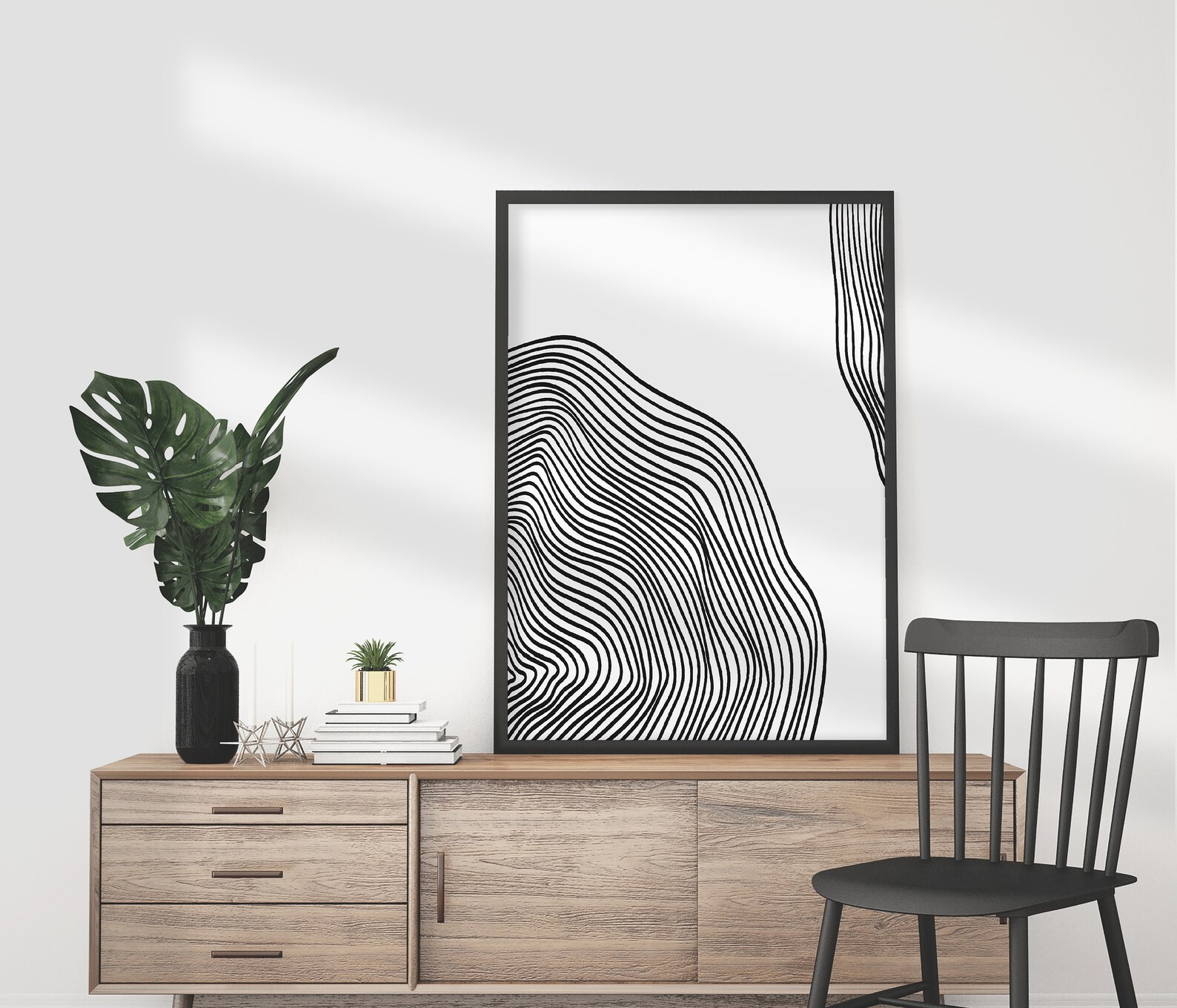 Minimalist Abstract Line Wall Art Printable Set of 3, Black and White ...