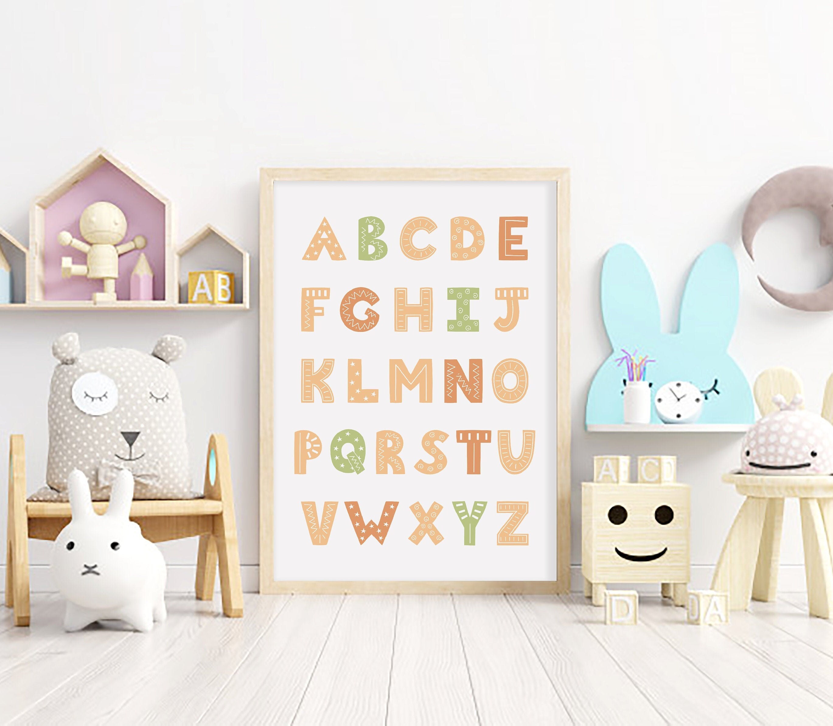 Pastel Alphabet Kids Room Prints Alphabet Print Nursery - Etsy