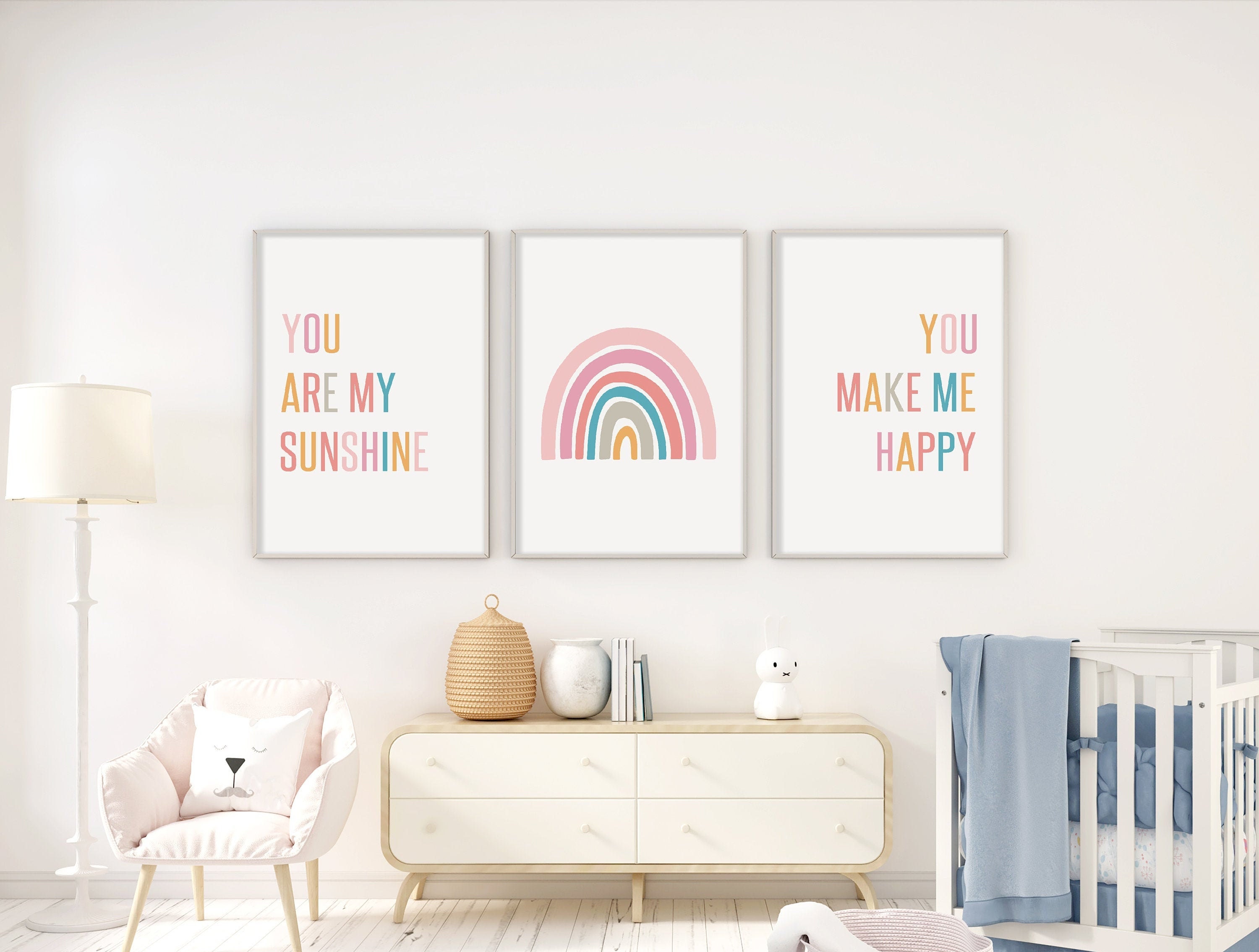 Rainbow Nursery Prints Set of 3, Prints Wall Art, Nursery Wall Art ...