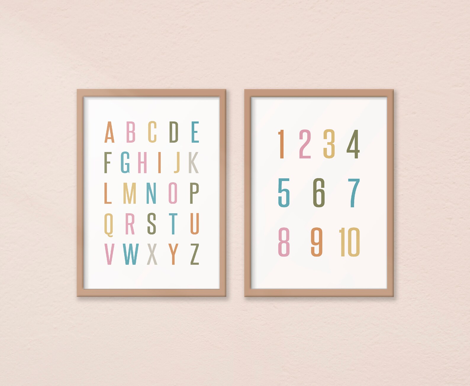 Pastel Color Alphabet Number Nursery Wall Art Print Set of 2 - Etsy