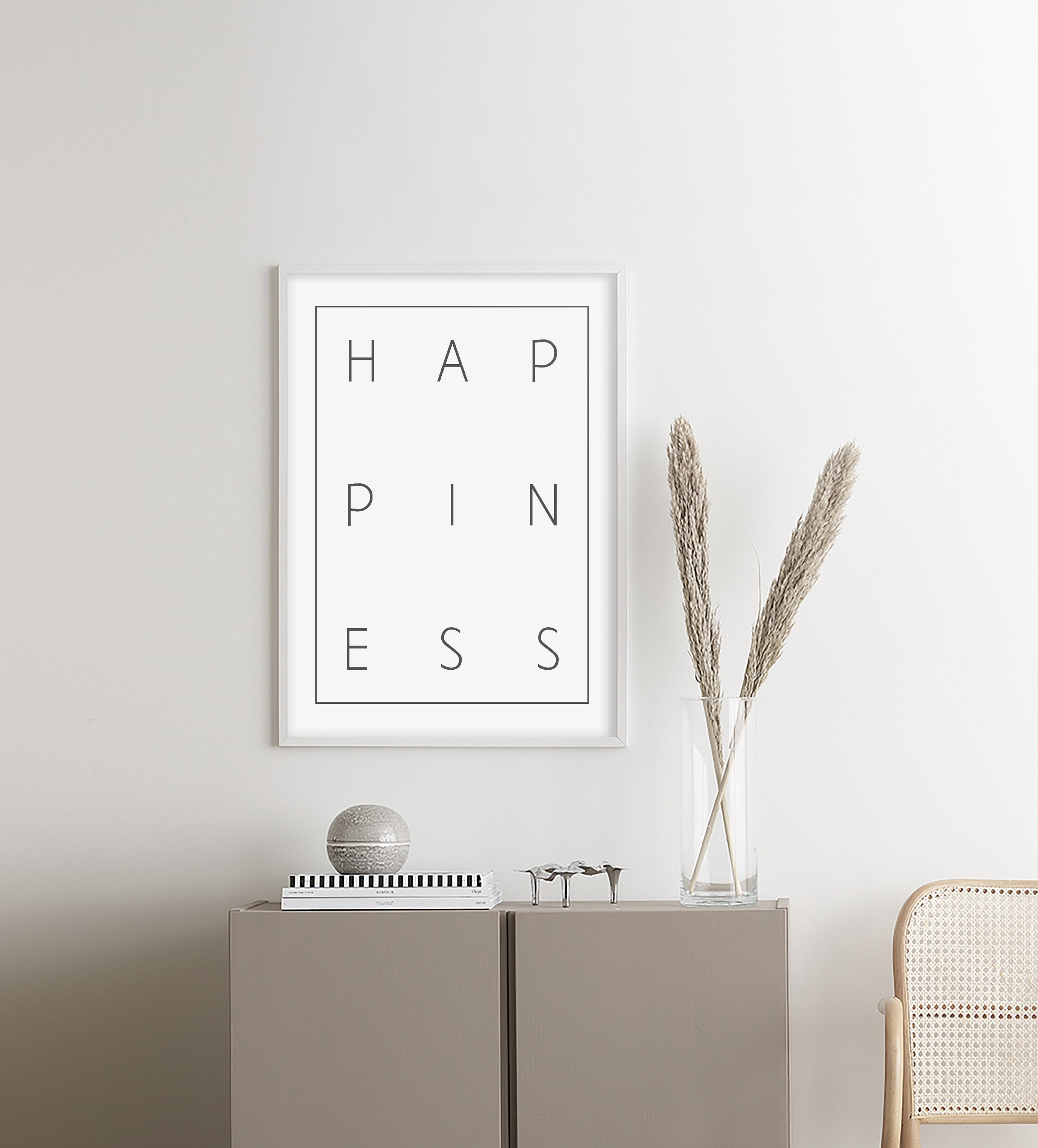 HAPPINESS Typography Print, Prints Wall Art, Typography Wall Art ...