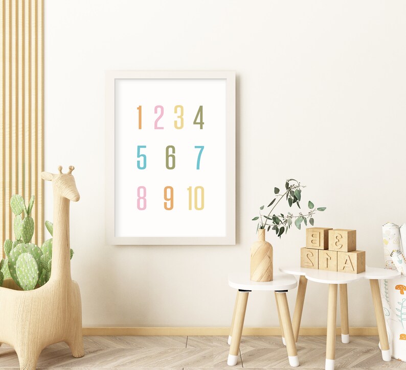 Pastel Color Alphabet Number Nursery Wall Art Print Set of 2 - Etsy