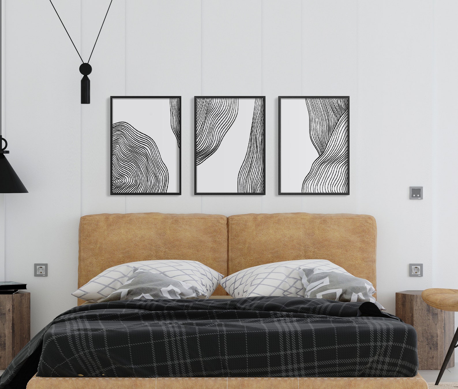 Minimalist Abstract Line Wall Art Printable Set of 3, Black and White ...
