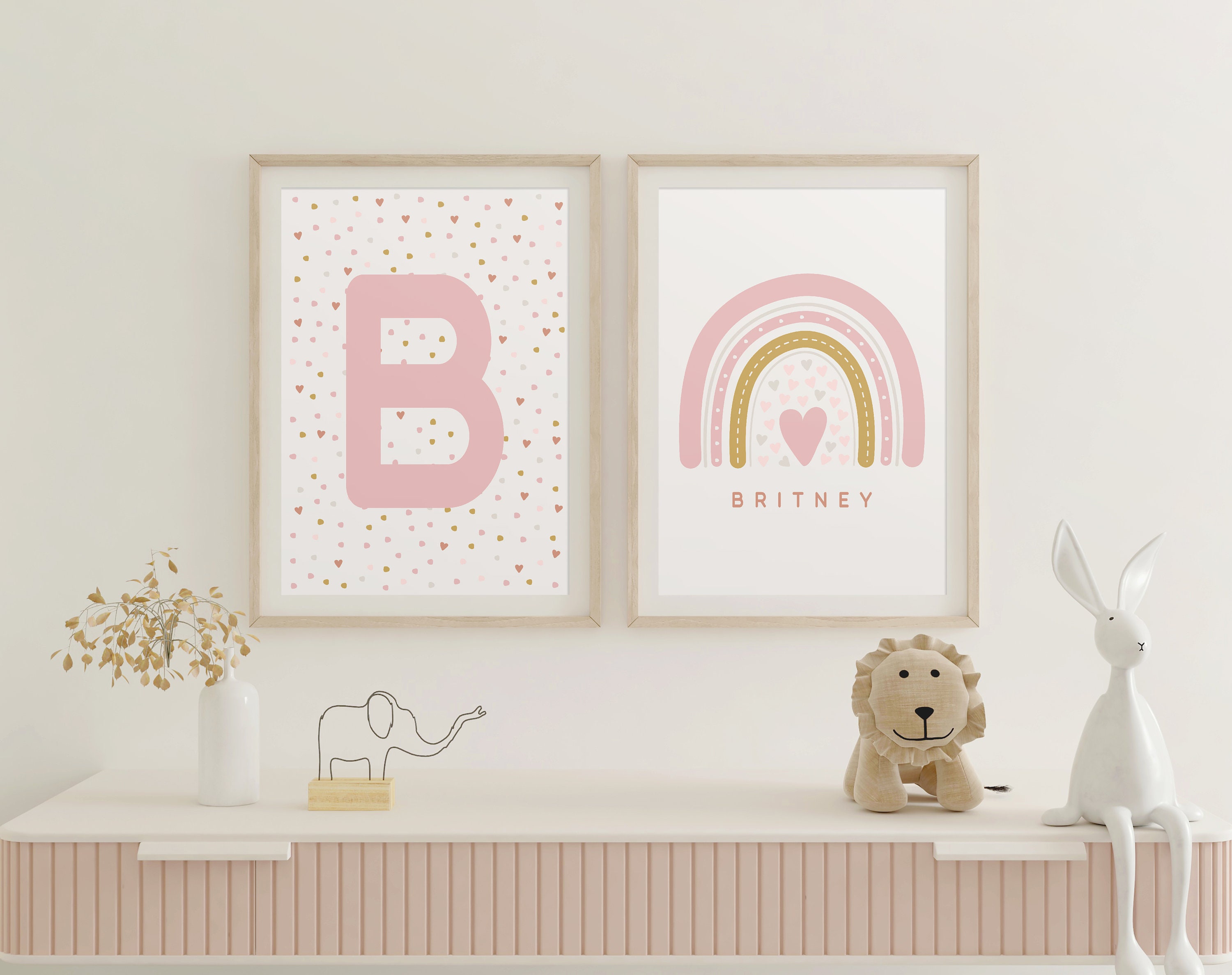 Personalized Initial Print Set of 2, Nursery Wall Art, Nursery Wall ...