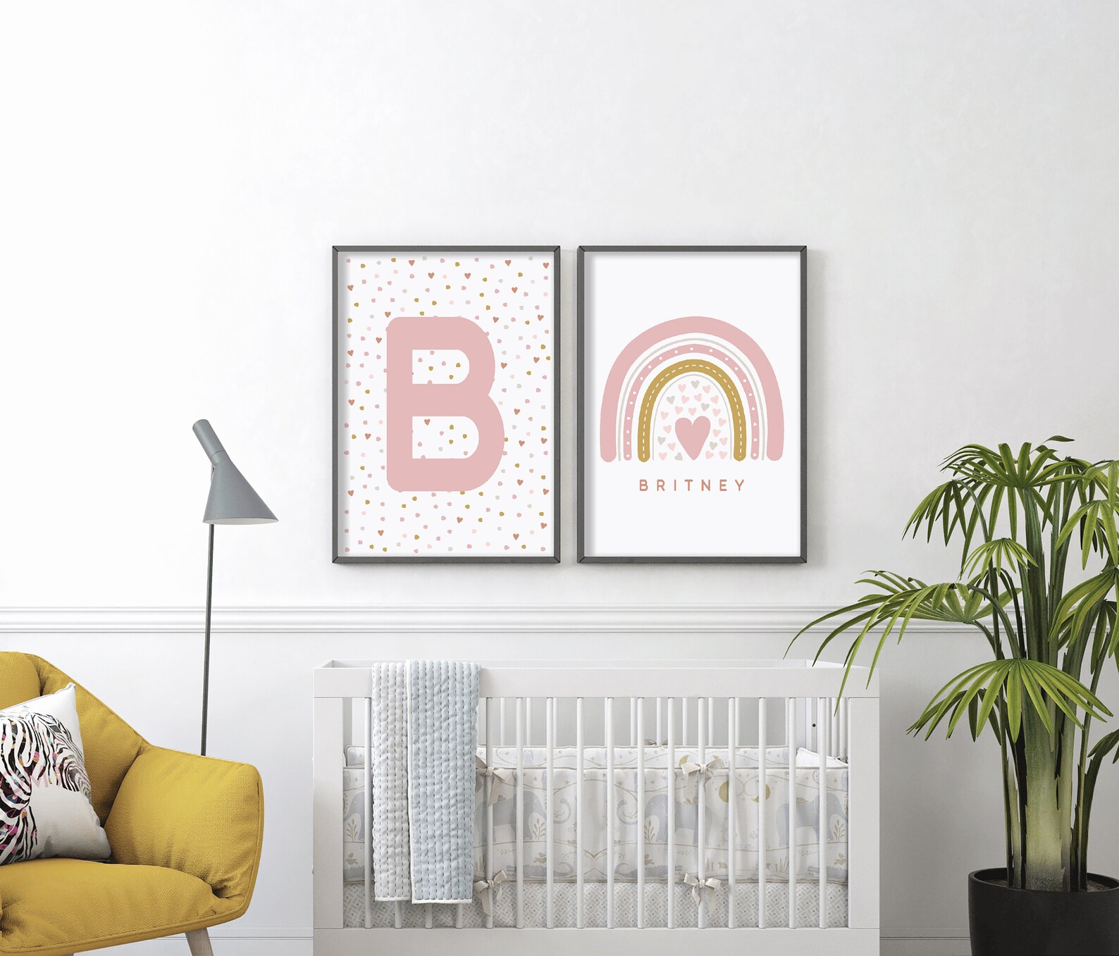 Personalized Initial Print Set of 2 Nursery Wall Art Nursery | Etsy