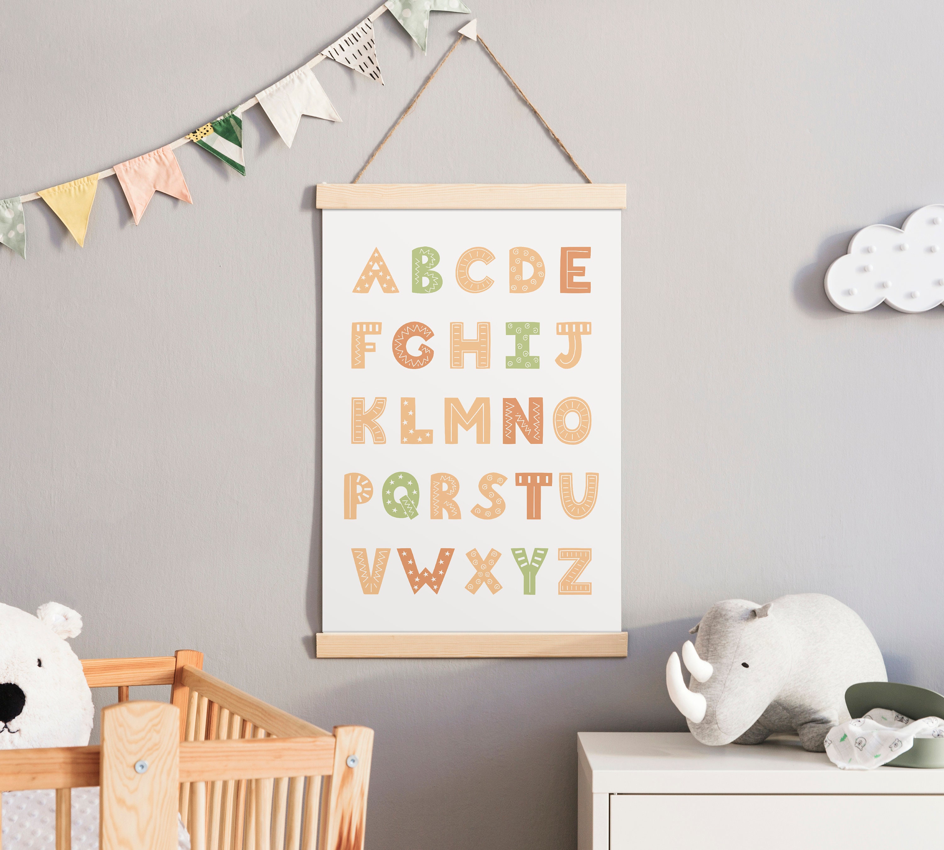 Pastel Alphabet Kids Room Prints Alphabet Print Nursery - Etsy