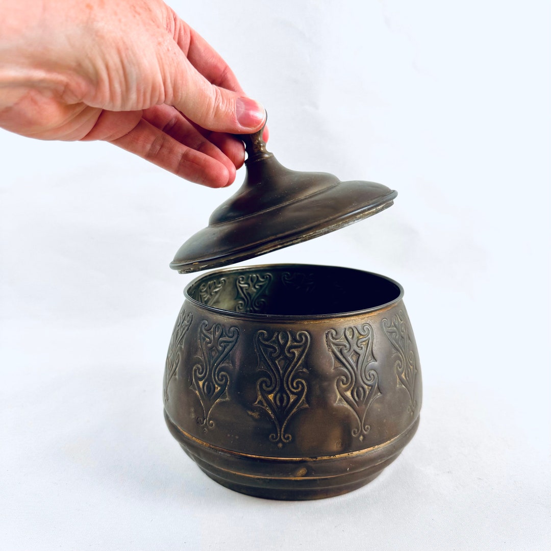 Vintage Art Deco Daalderop Tobacco Pot Yellow Copper Geometric Design ...