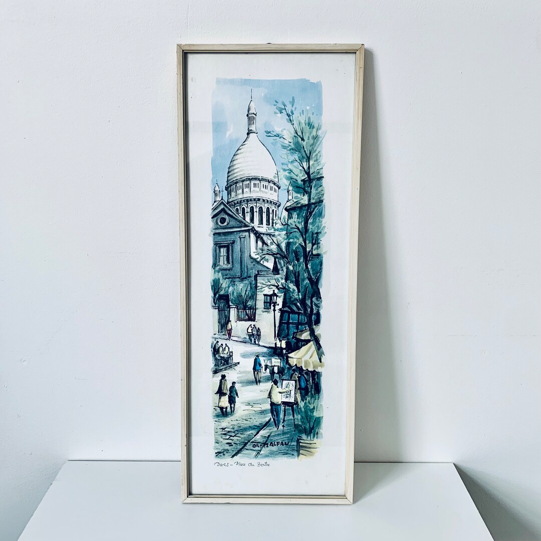 Vintage Paris Lithograph of Sacré-cœur by Rafael Ortiz Alfau – Framed ...