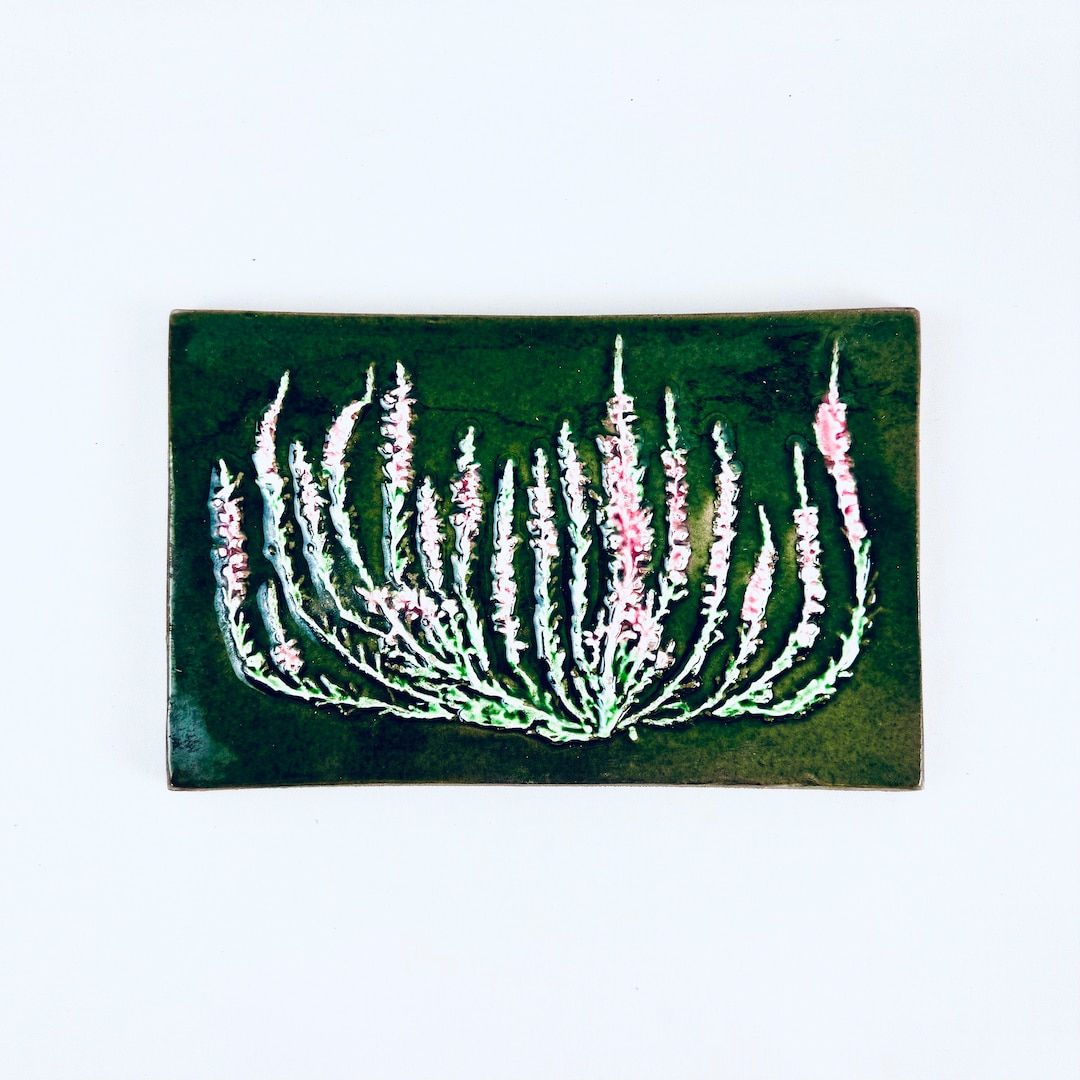Vintage Jie Gantofta Ceramic Tile: Swedish Heather Botanical Art - Etsy