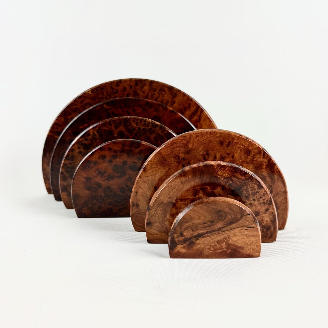 Art Deco Style Thuya Burl Wooden Desk Organizer - Vintage Letter Holder ...