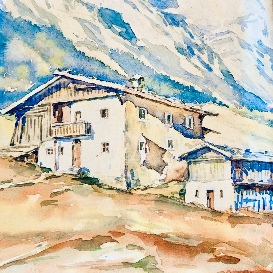 Original Watercolor Painting: Tyrolean Landscape by Ernst Pilser 1953 ...