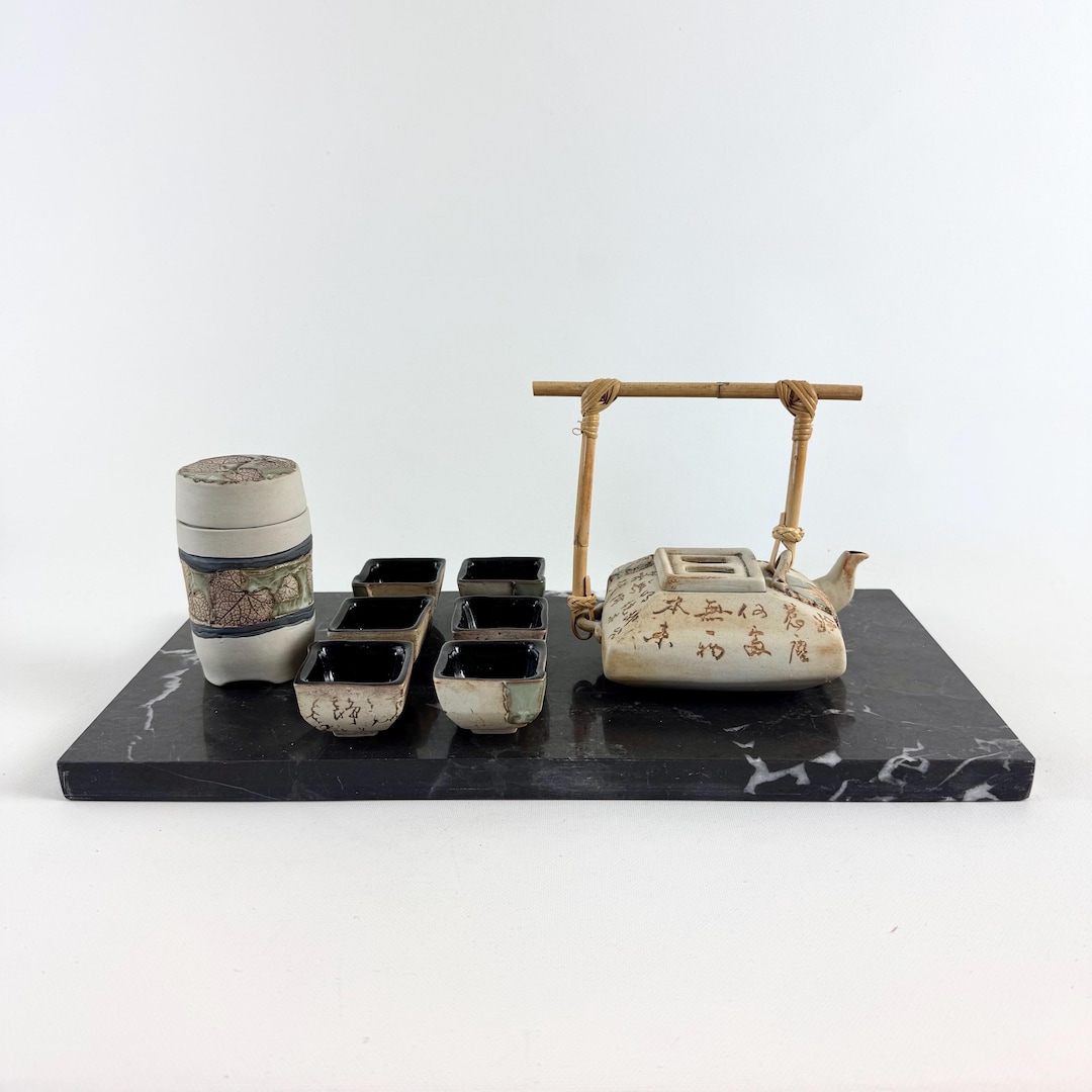 Vintage Malaysian Tenmoku Pottery Tea Set – Handmade Ceramic Teapot ...
