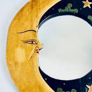 Vintage Crescent Moon Mirror Handcrafted Wooden Wall Art for Boho ...