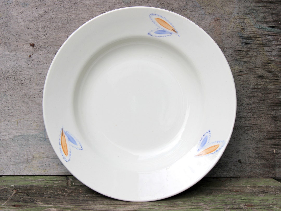 Vintage Soviet Soup Plate With With Leaves Print, Large Deep Plate ...
