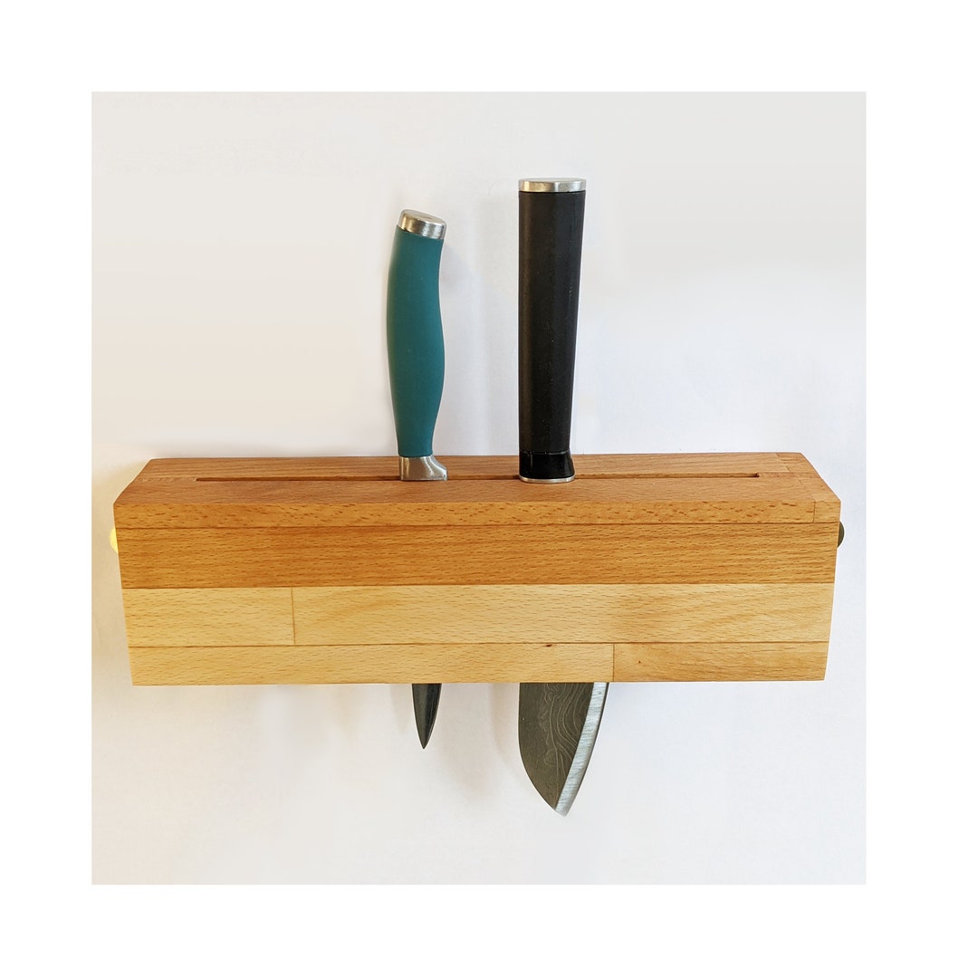 Floating Knife Rack / Block Made From Reclaimed Beech Wood - Etsy