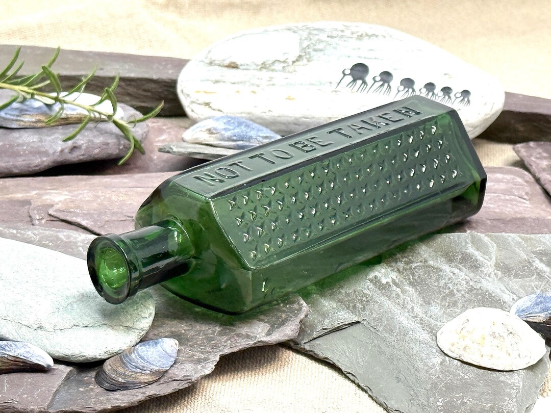 RARE Beautiful 8 Oz Vintage COFFIN Poison Bottle, LARGE Studded Vintage ...
