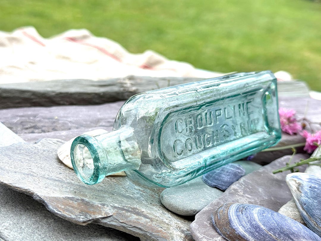 Antique Aqua Glass Cough Syrup Bottle: 1900s Pharmacy Decor - Etsy