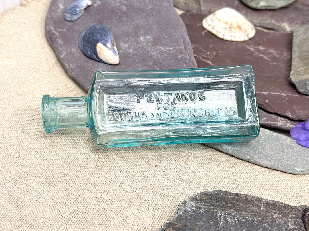 Antique Apothecary Bottle, Vintage Cure for Coughs, Antique Bottles, C1900 Pharmacy Bottle ...
