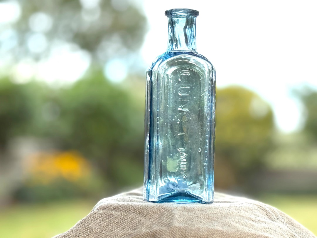 Vintage 1895 Aqua Glass Lung Tonic Bottle: Victorian Apothecary Decor ...