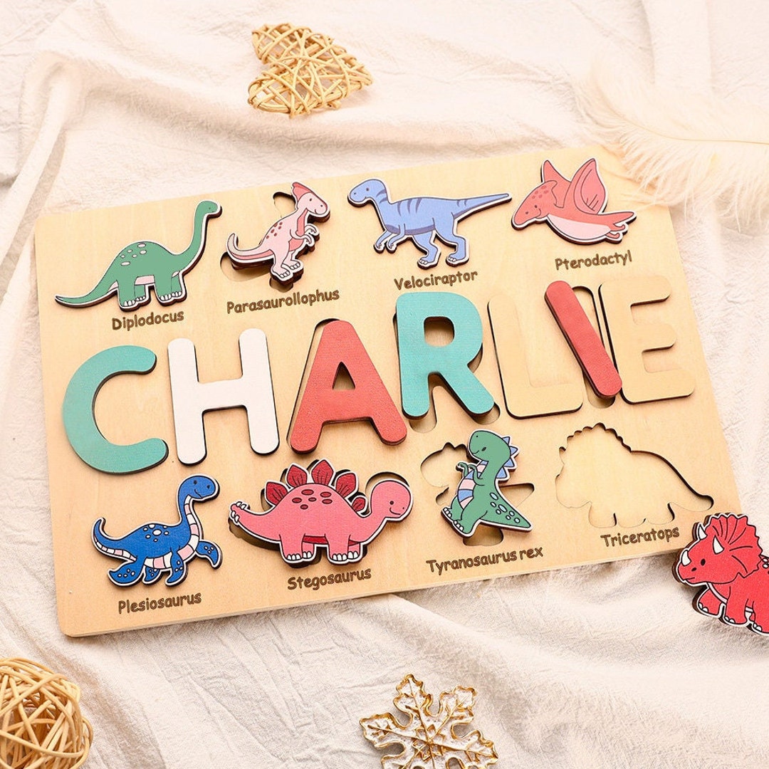 Personalized Baby Name Dinosaur Puzzles for Learning and Play - Etsy
