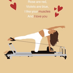 Pilates Love Greeting Card, Love Pilates, Fitness Quote, Reformer Pose ...