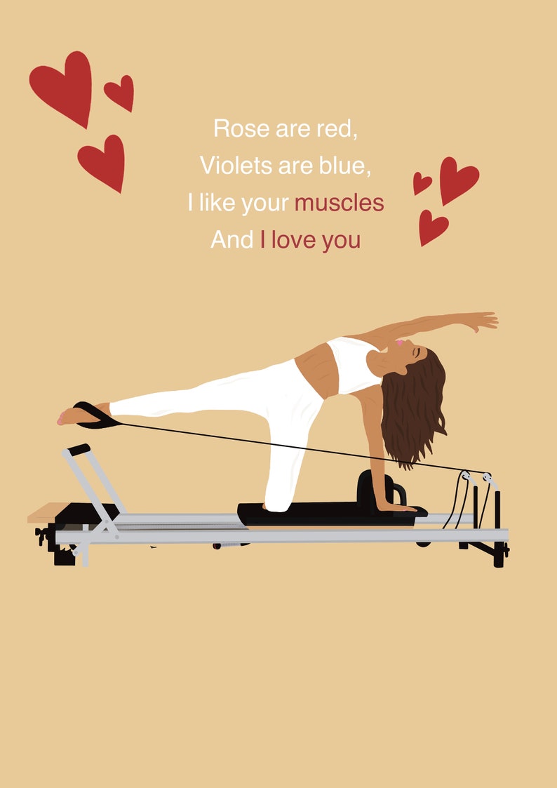 Pilates Love Greeting Card, Love Pilates, Fitness Quote, Reformer Pose ...