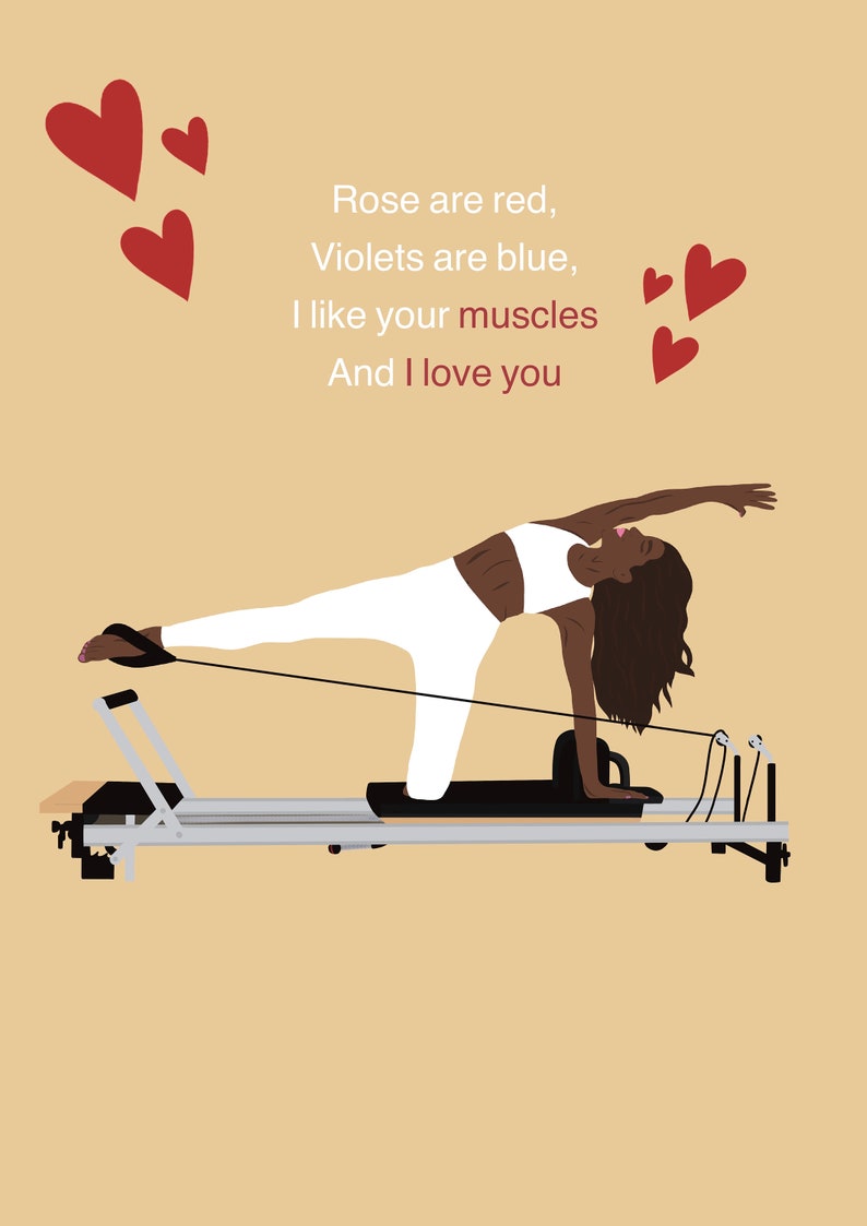 Pilates Love Greeting Card, Love Pilates, Fitness Quote, Reformer Pose ...