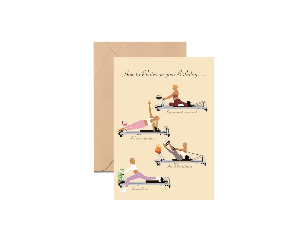 Happy Birthday Pilates Card, Pilates Pose, Personalisation Print ...