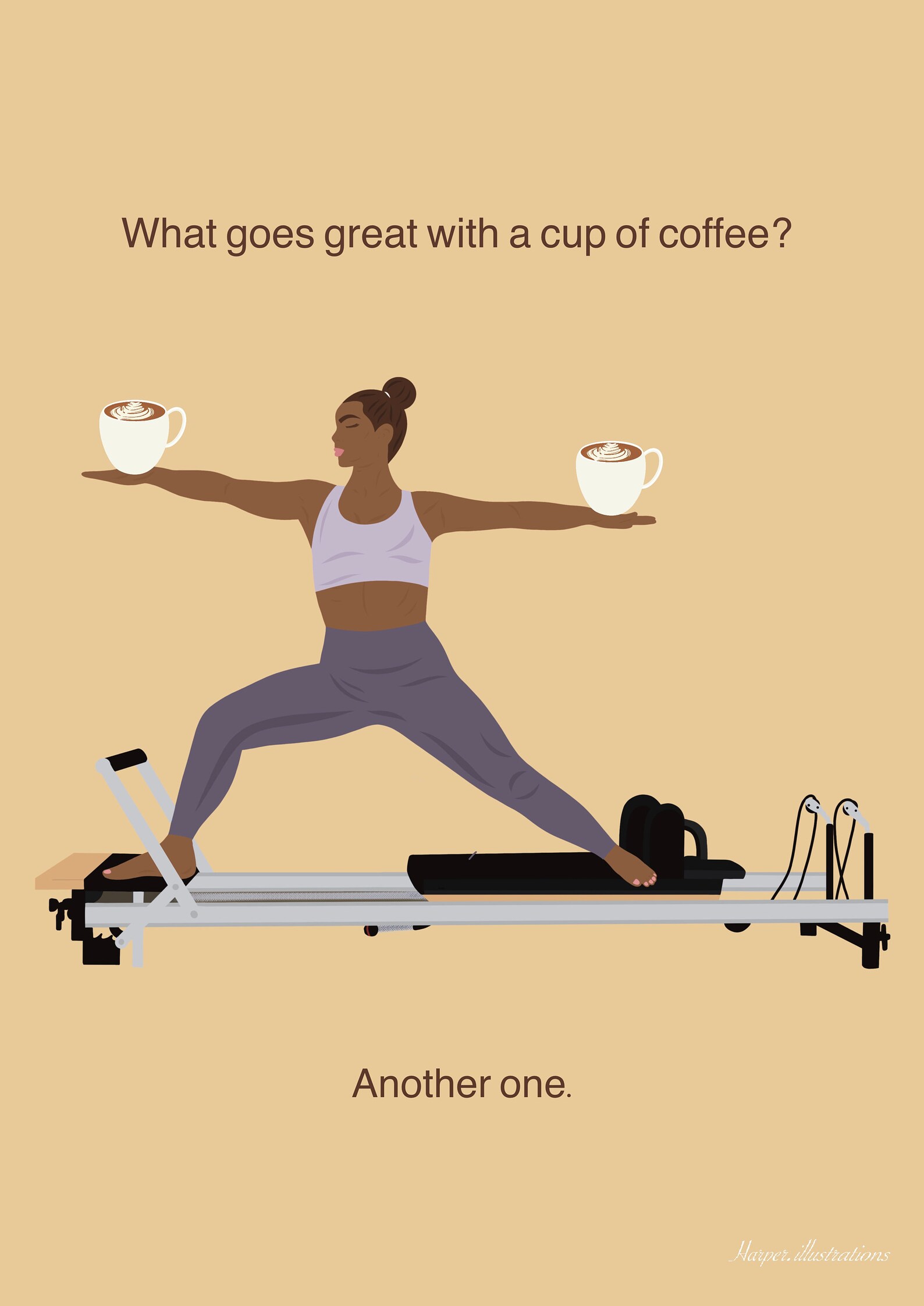 Coffee Anyone Reformer Pose, Personalisation Print, Pilates Girl ...
