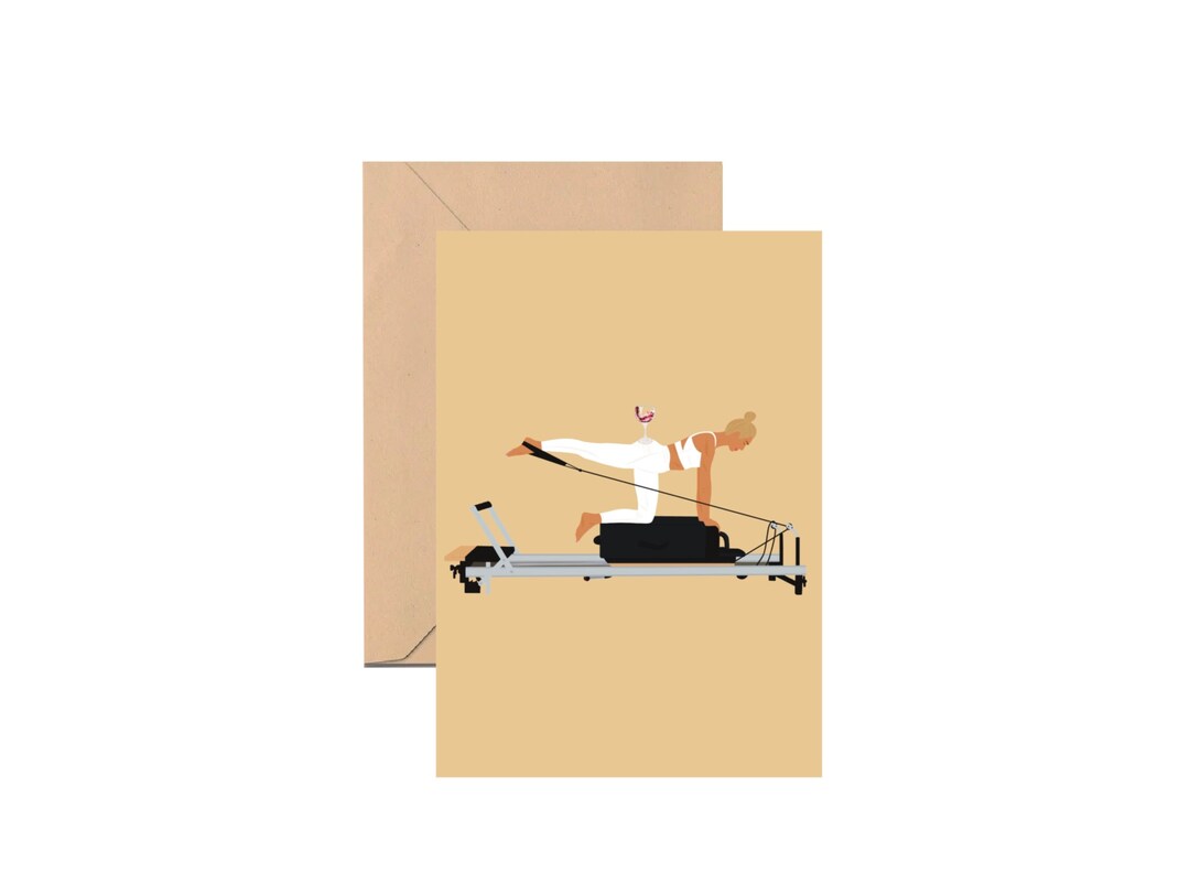 Pilates and Wine, Greeting Card, Pilates, Pilates Postcard, Reformer ...
