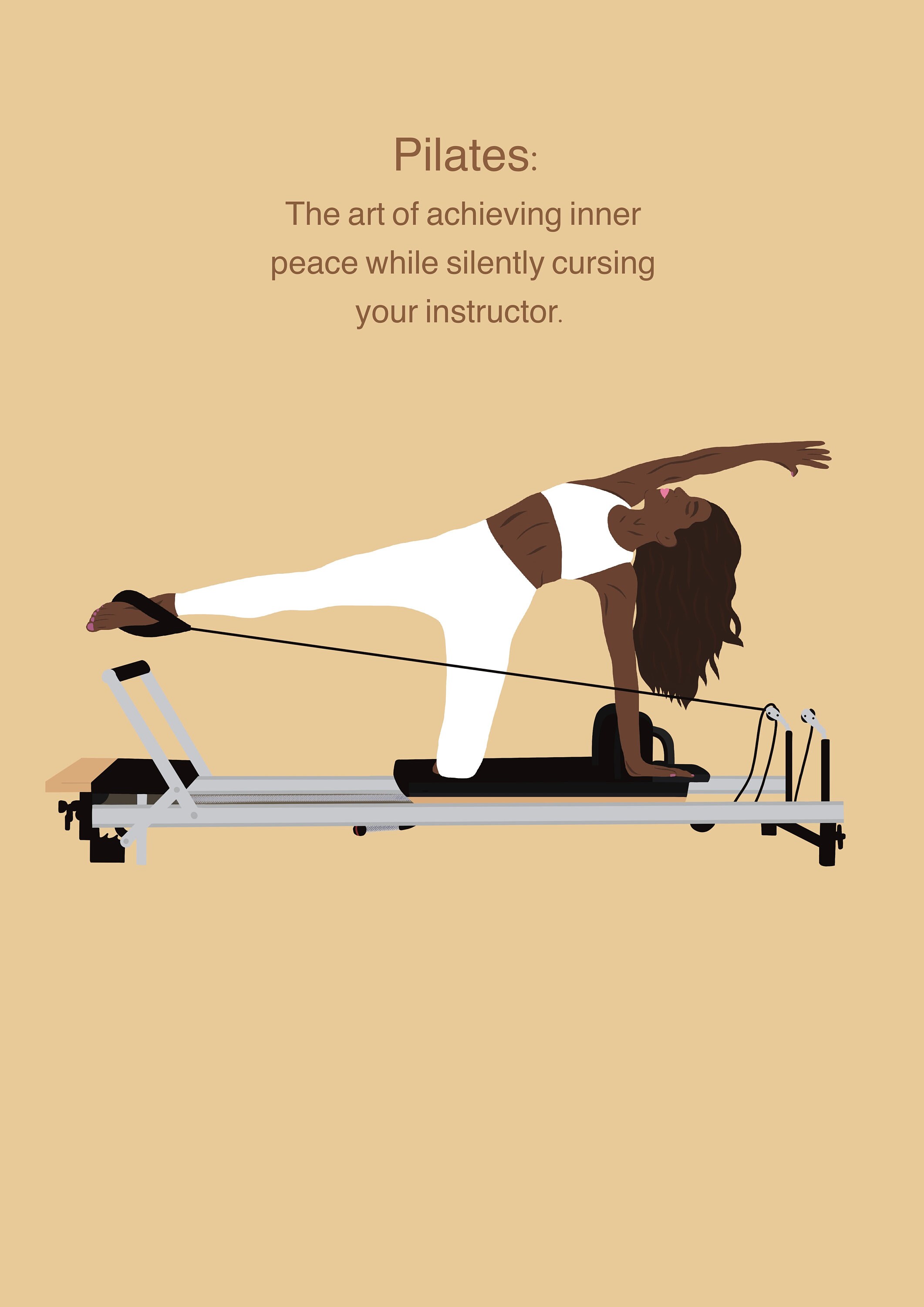 Pilates Inner Peace, Funny, Reformer Card, Reformer Pose, Birthday Card ...