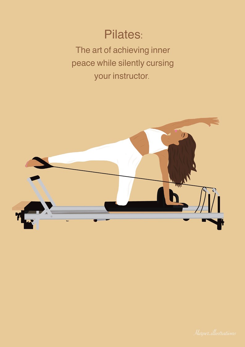 Pilates Inner Peace, Funny, Reformer Card, Reformer Pose, Birthday Card ...