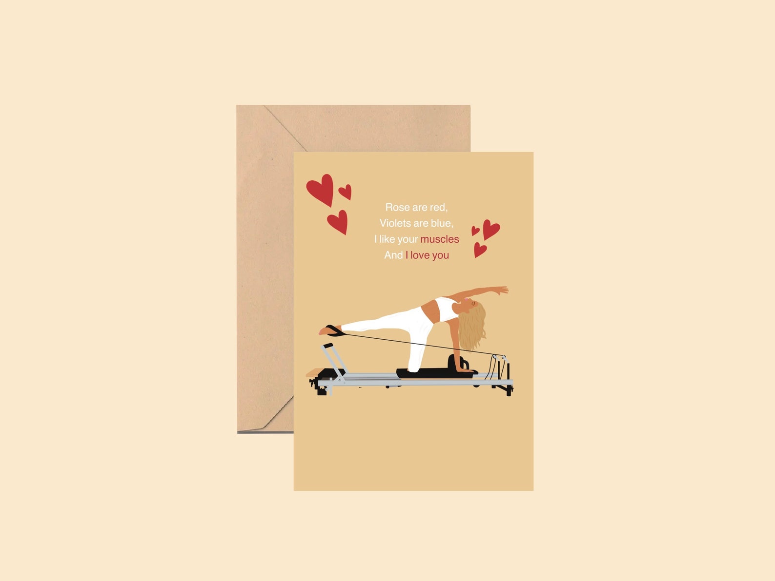 Pilates Love Greeting Card, Love Pilates, Fitness Quote, Reformer Pose ...